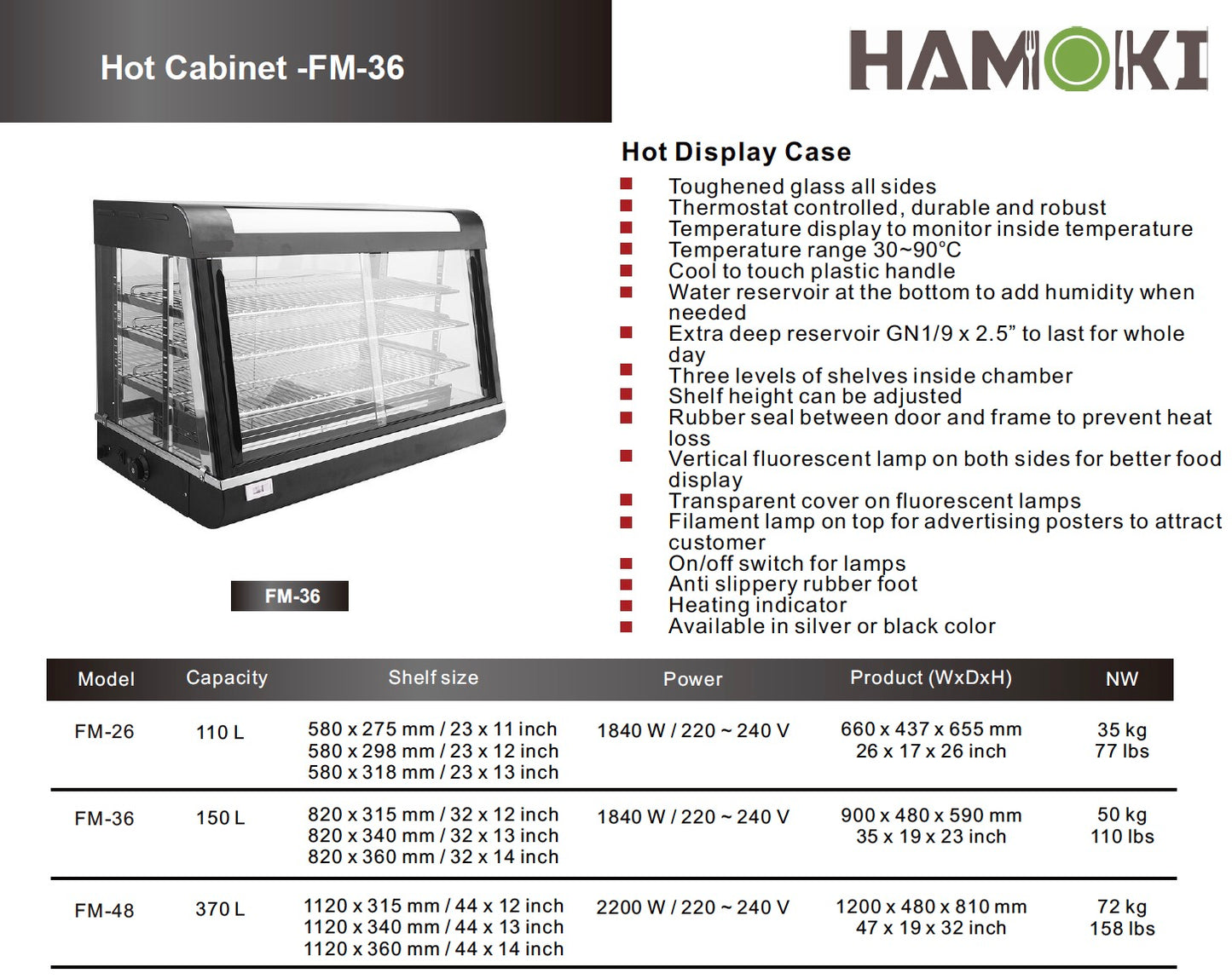 101034 - Hot Display Cabinet - 150 Litres – Hamoki Limited