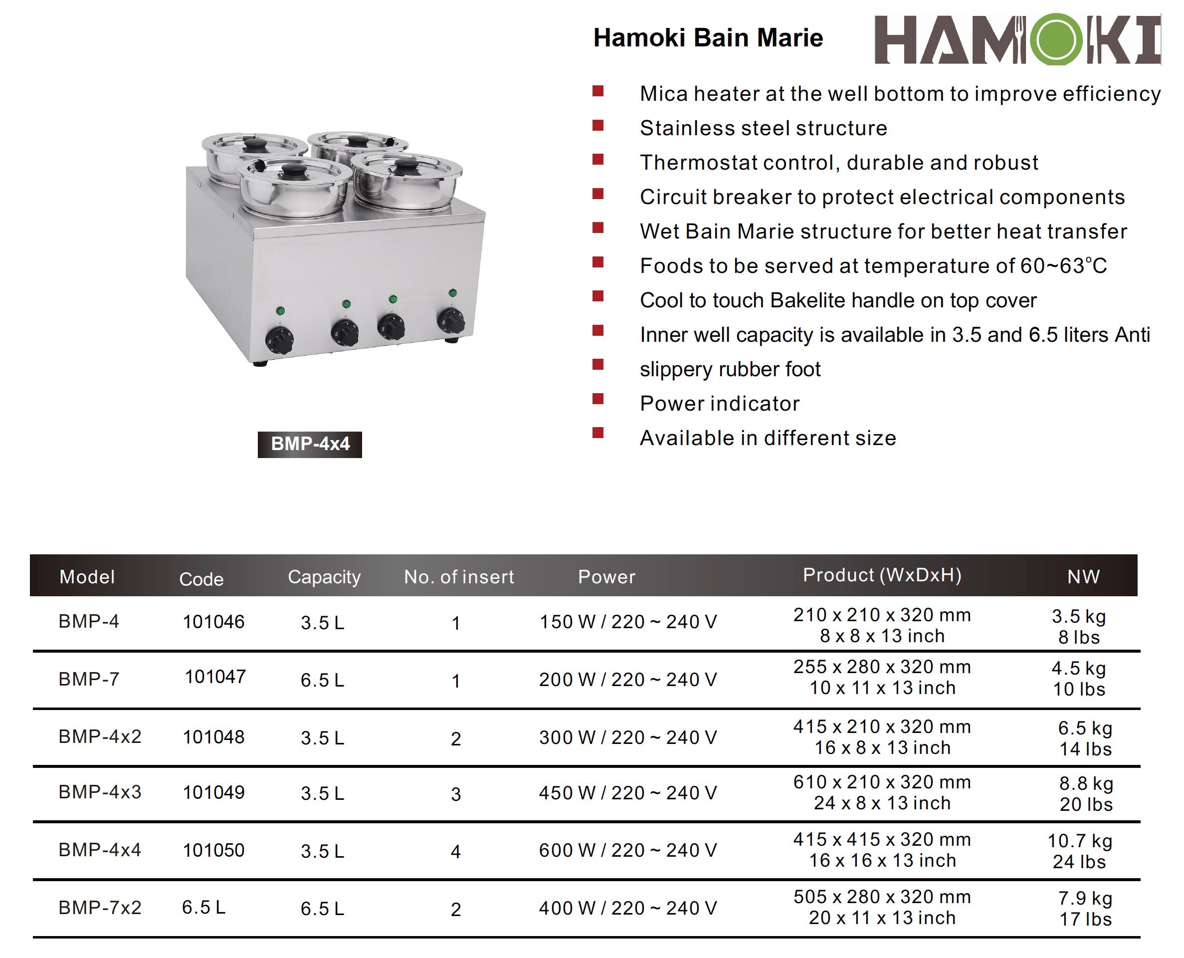 101050 - Hamoki Bain Marie with Hot Pot 3.5Lx4 – Hamoki Limited
